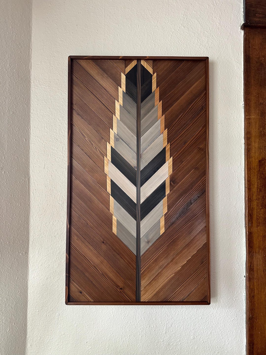 WREN FEATHER Wood Wall Art Hanging - Wooden Wall Art Hanging - Wood Art ...