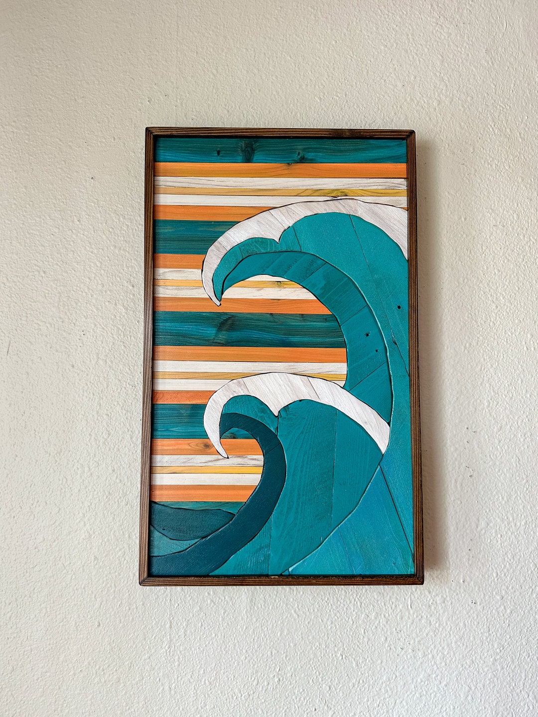 GREAT WAVE Wood Wall Art Hanging Wooden Wall Art Hanging Lakeside Art ...