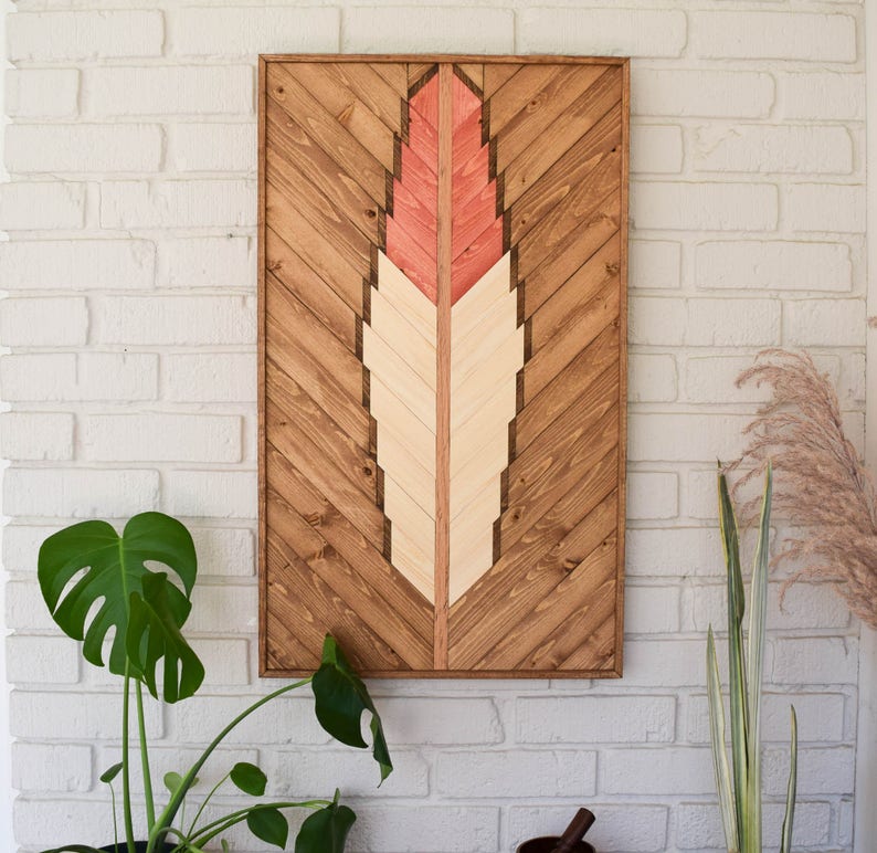 CARDINAL Wood Wall Art Hanging Feather Wooden Wall Art - Etsy