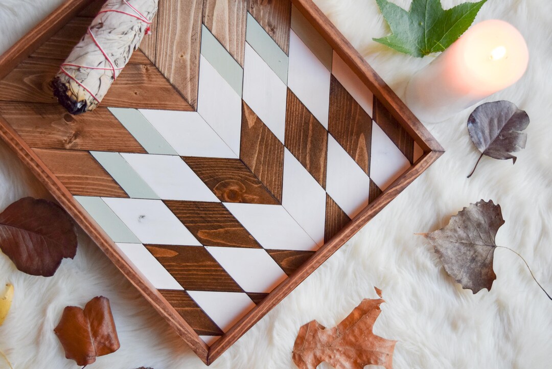 Geometric Wood Tray: Modern Vanity Tray, Wall Art - Etsy