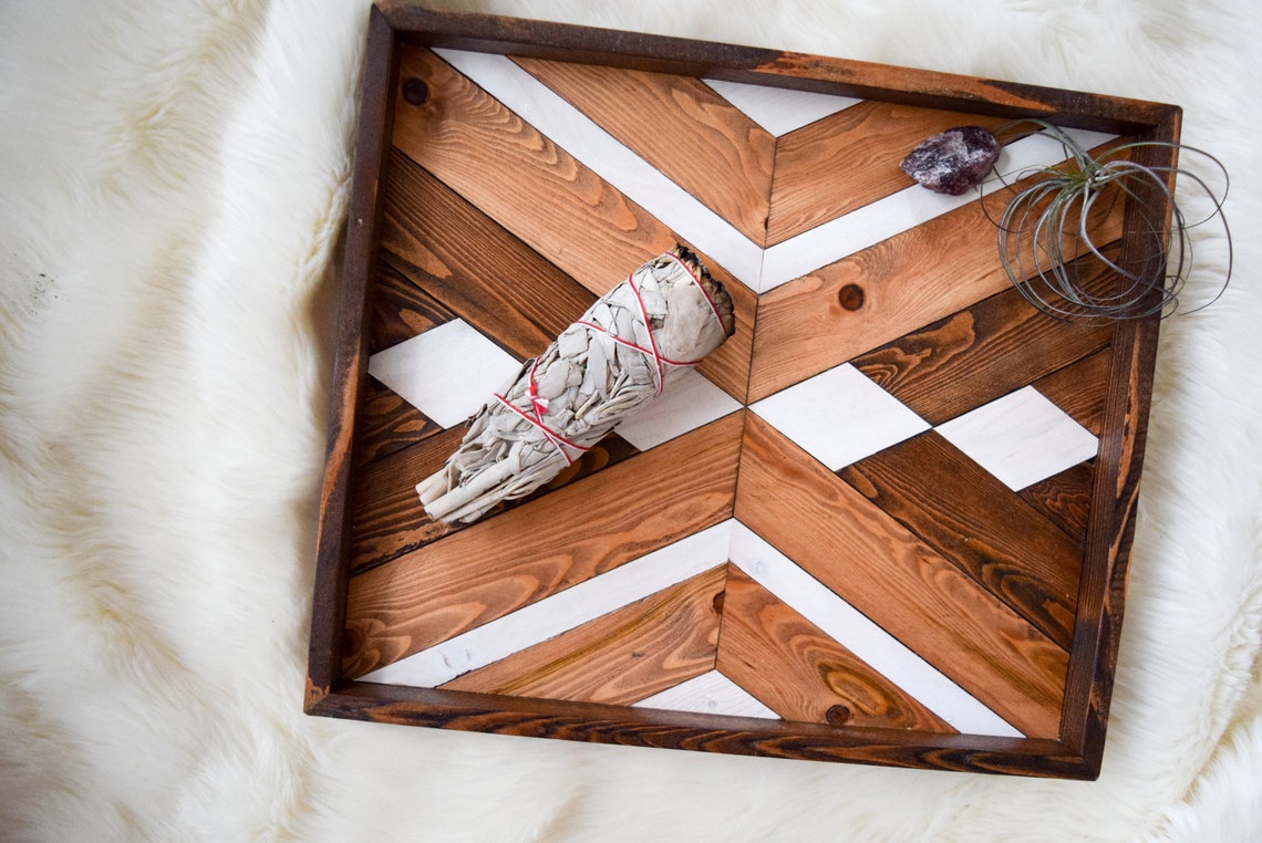 CALICO Wood Tray Geometric Wood Wall Art Wood Catch All | Etsy