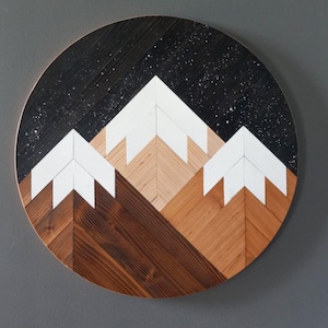 TWILIGHT Wood Wall Art - Handmade Round Mountain Wall Hanging - Etsy