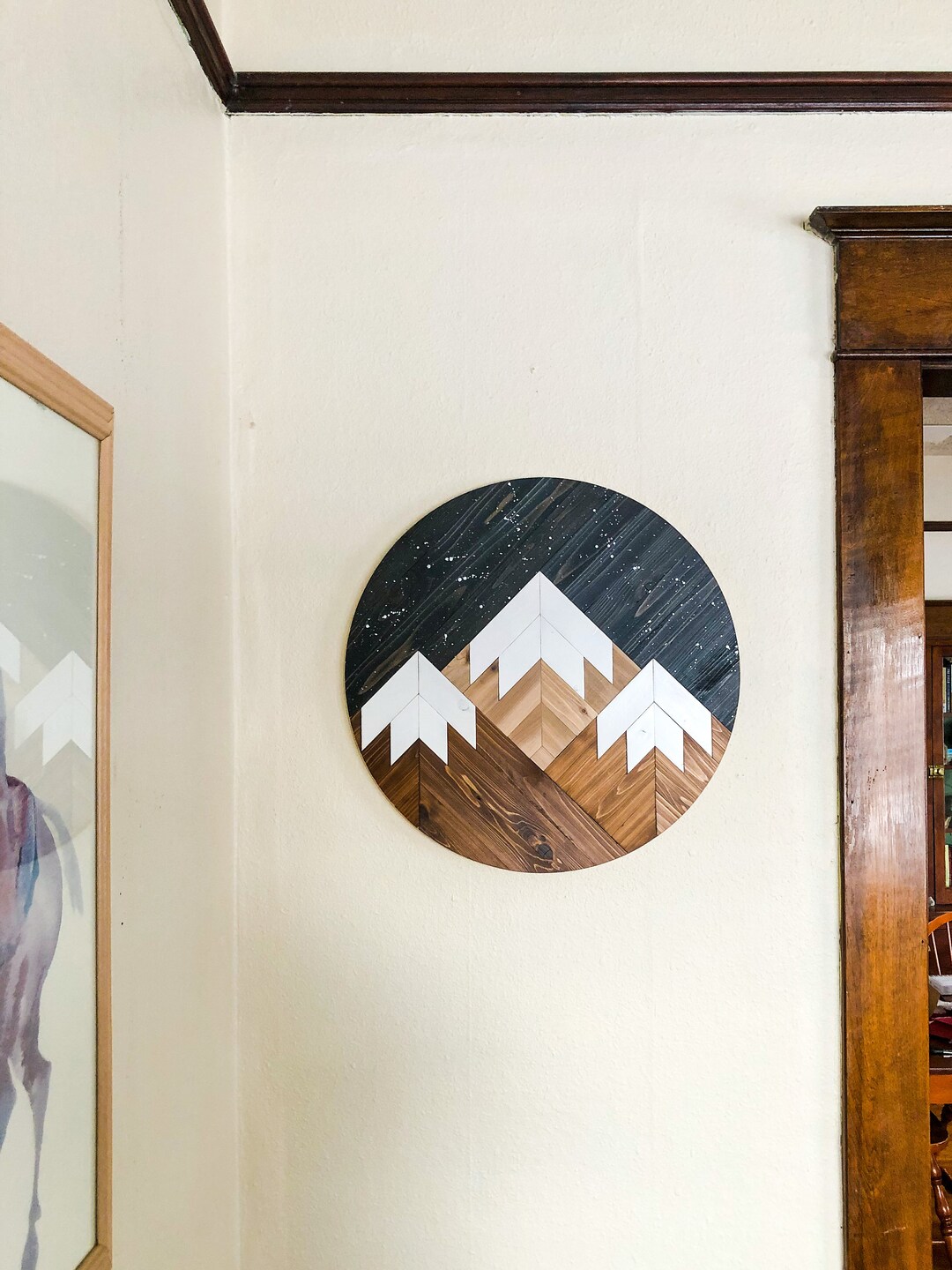 TWILIGHT Wood Wall Art - Handmade Round Mountain Wall Hanging - Etsy