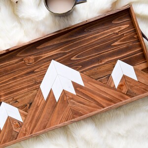 MOUNTAINS Wood Tray With Handles - Modern Serving Tray - Breakfast Tray ...