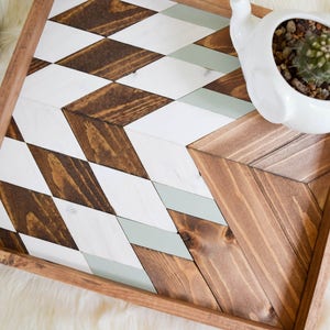 Geometric Wood Tray: Modern Vanity Tray, Wall Art - Etsy