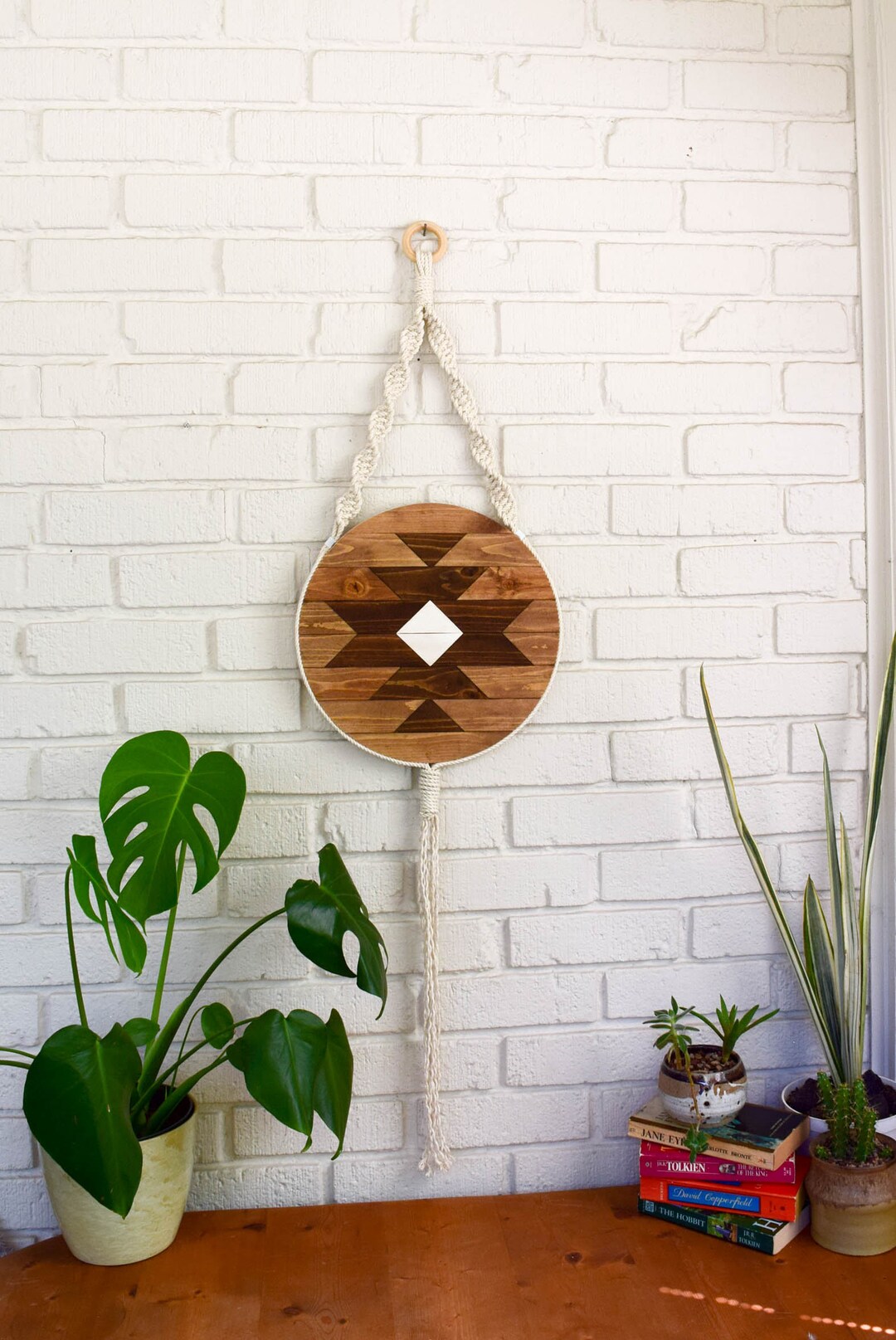 CARME Wood Wall Art - Macrame Wall Hanging - Boho Wood Art - Round ...