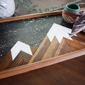 STARRY PEAKS Wood Tray - Modern Serving Tray - Breakfast Tray - Modern ...