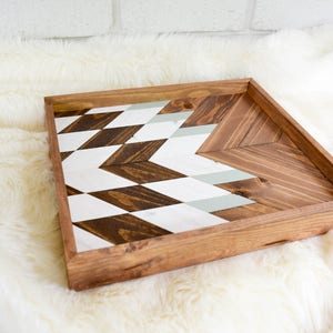 Geometric Wood Tray: Modern Vanity Tray, Wall Art - Etsy