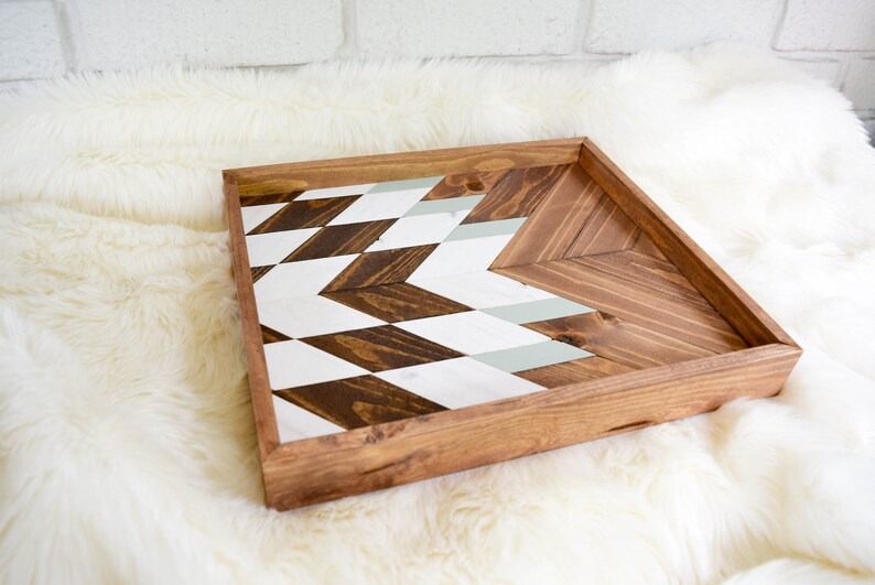 Geometric Wood Tray: Modern Vanity Tray, Wall Art - Etsy