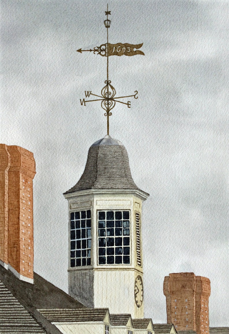 Wren Building Weathervane - Archival Giclée Print of Original Painting ...