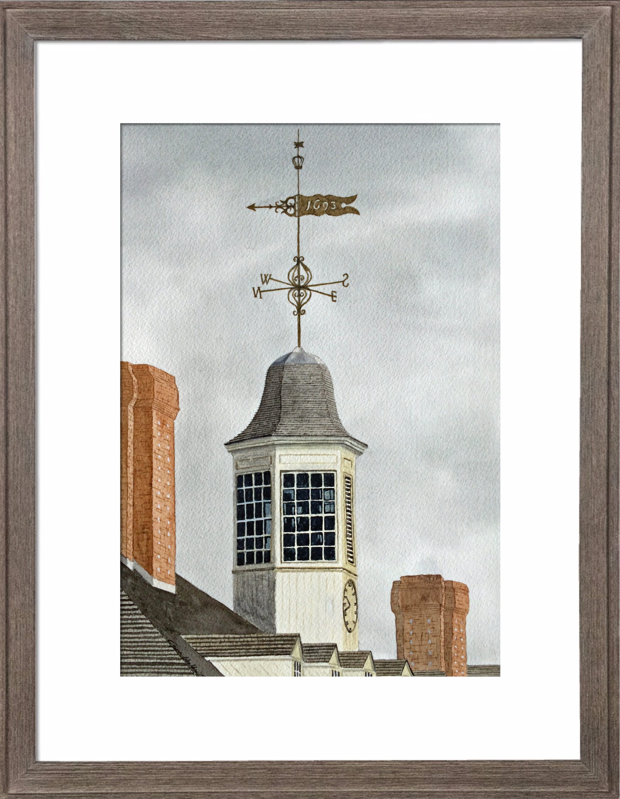 Wren Building Weathervane - Archival Giclée Print of Original Painting ...