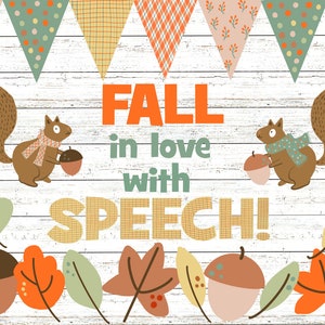 Speech Therapy Room Decor Fall Bulletin Board Kit, Door Decor, Squirrel ...