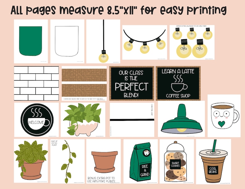 Coffee Shop Bulletin Board and Door Decor Kit, Industrial Farmhouse ...