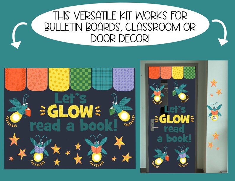Let’s GLOW Read a Book Bulletin Board/door Decor, Classroom Wall Art ...