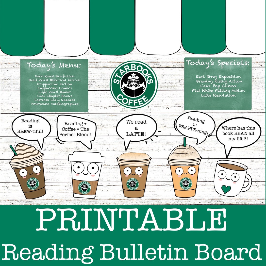 Starbooks Coffee Shop Reading Bulletin Board Classroom/door Decor for ...