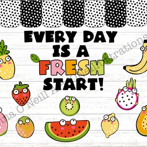 Everyday is a FRESH Start Cute Fruit Growth Mindset Bulletin Board Kit ...