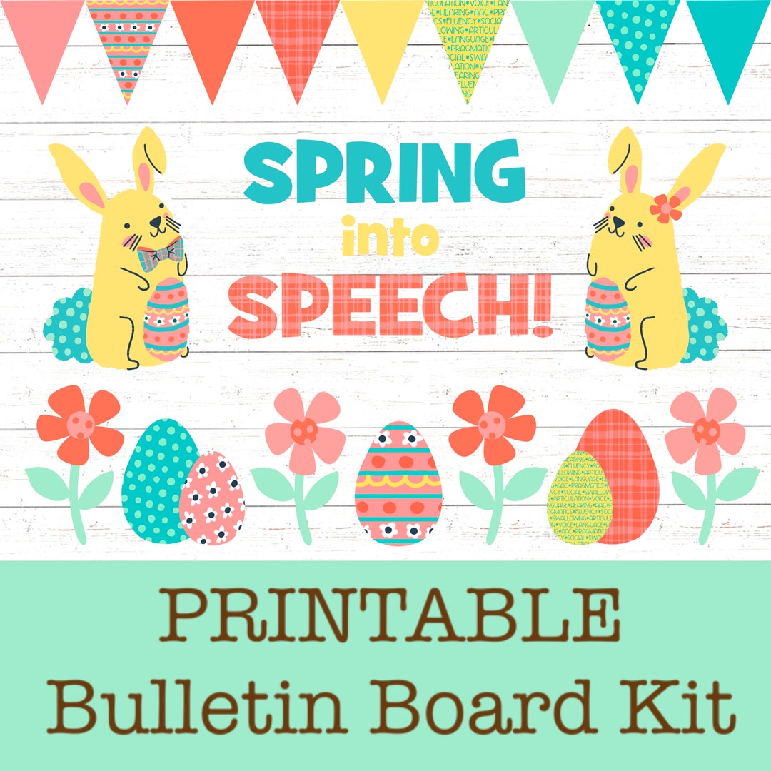 Spring Into Speech Easter Bulletin Board/door Decor Kit for Speech ...
