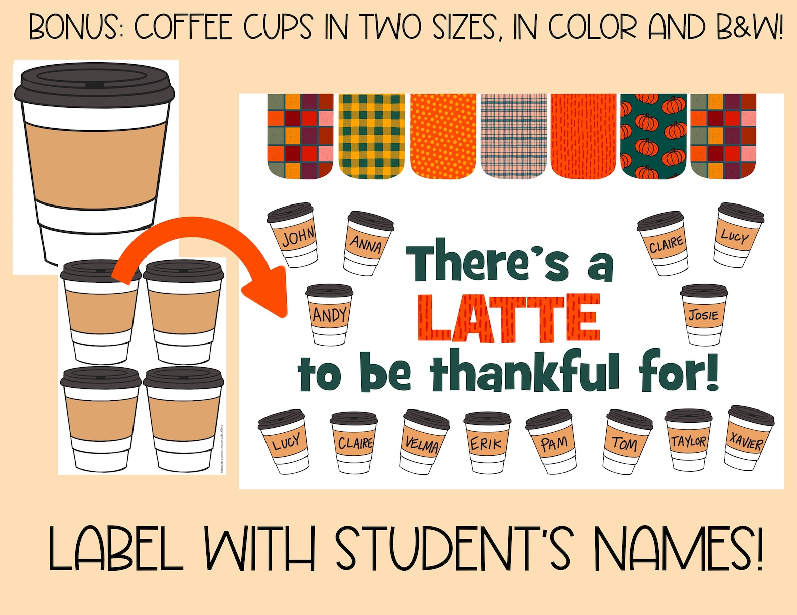 Theres a LATTE to Be Thankful for Bulletin Board/door Decor - Etsy