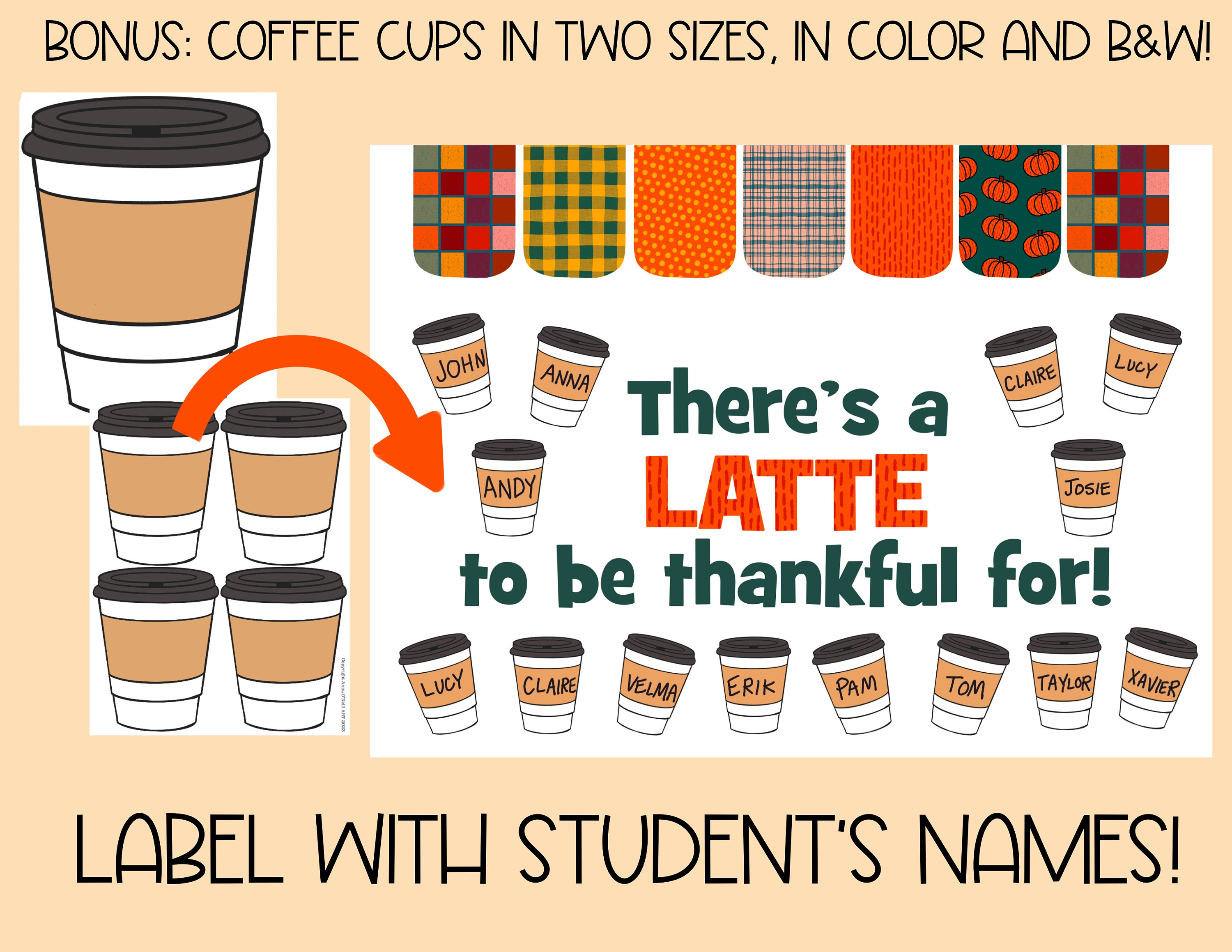 There’s a LATTE to Be Thankful for Bulletin Board/door Decor Kit for ...