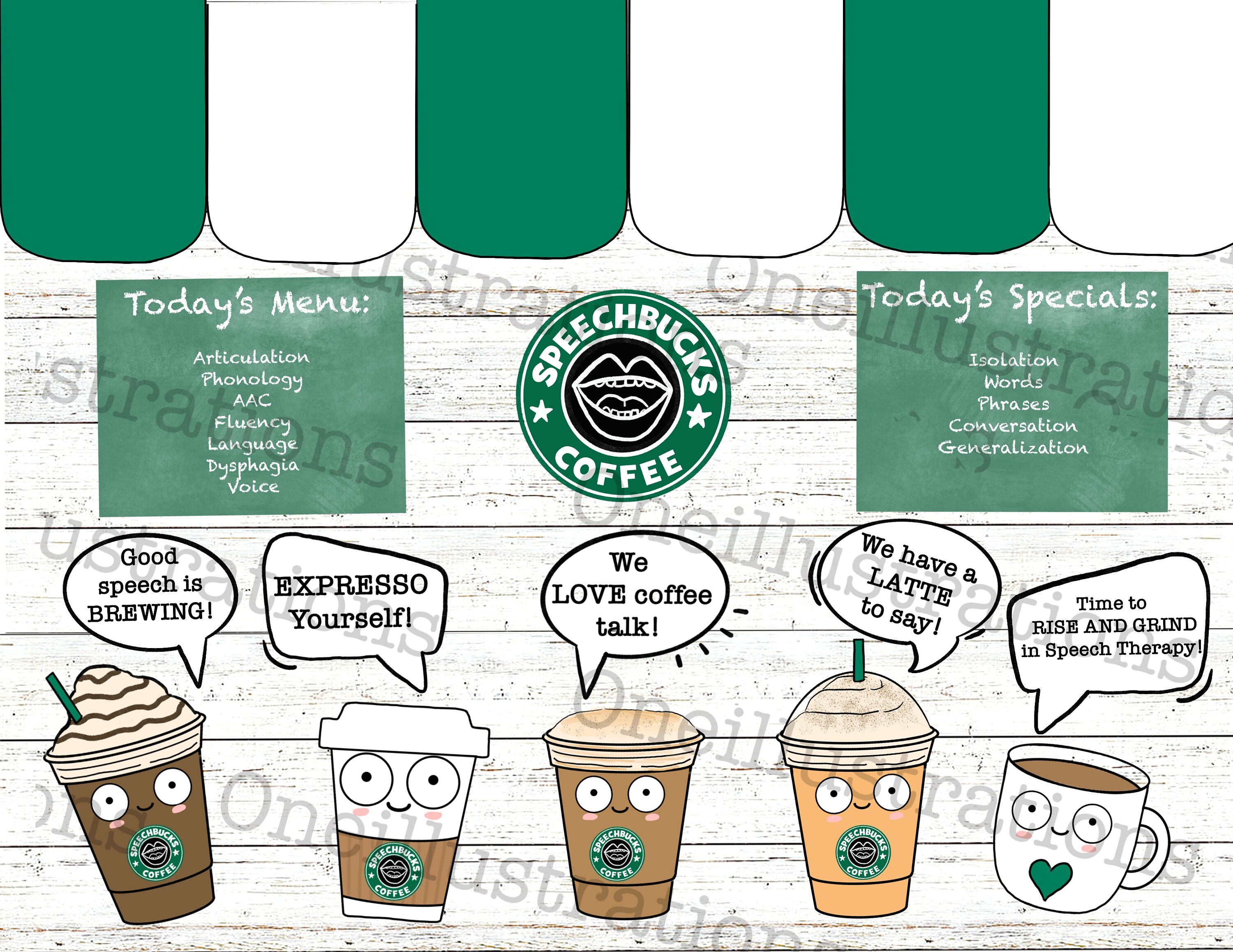 Speech Therapy Coffee Shop Room Decor Back to School Bulletin Board Kit ...