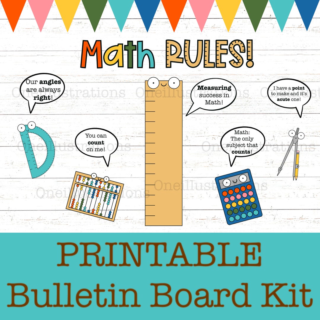Math Rules Bulletin Board and Door Decor Kit for Math, Geometry ...