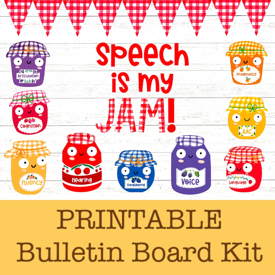 Speech is My JAM Speech Therapy Bulletin Board/door Decor Kit for ...