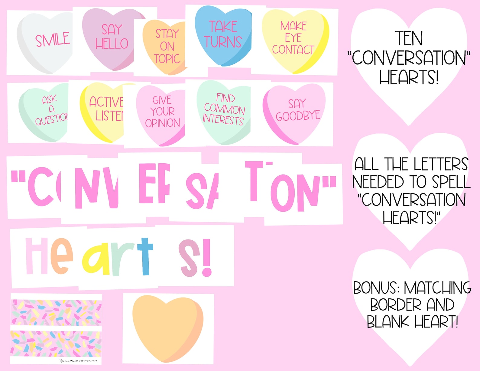 Speech Therapy Valentines Day conversation Hearts Bulletin Board and ...
