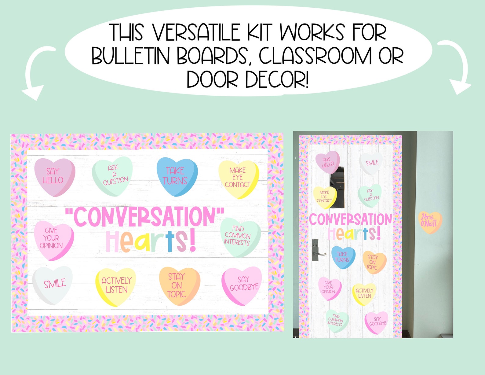 Speech Therapy Valentine’s Day “conversation” Hearts Bulletin Board and ...