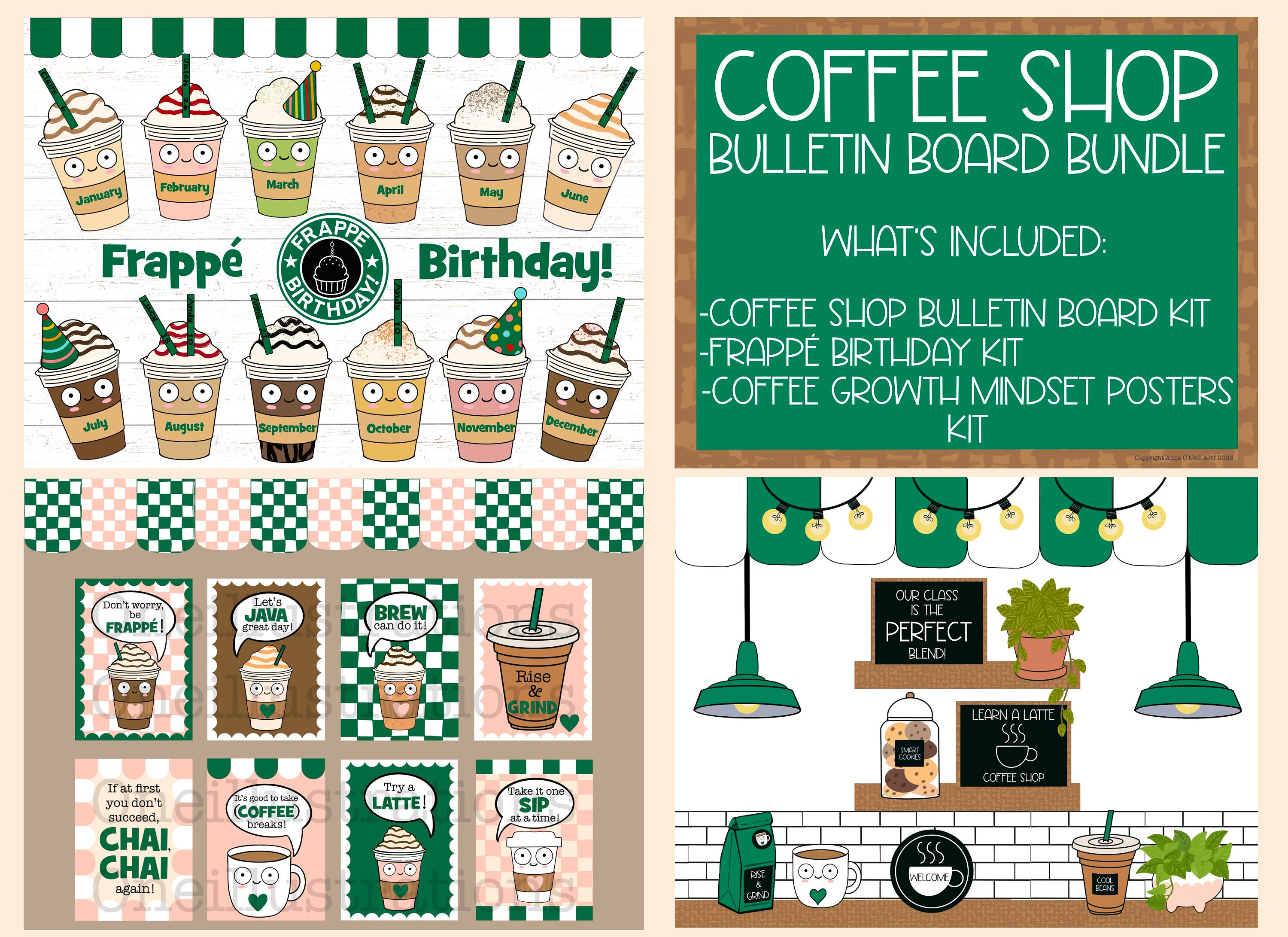 Coffee Shop Theme Bulletin Board BUNDLE: Coffee Shop Printable Decor ...