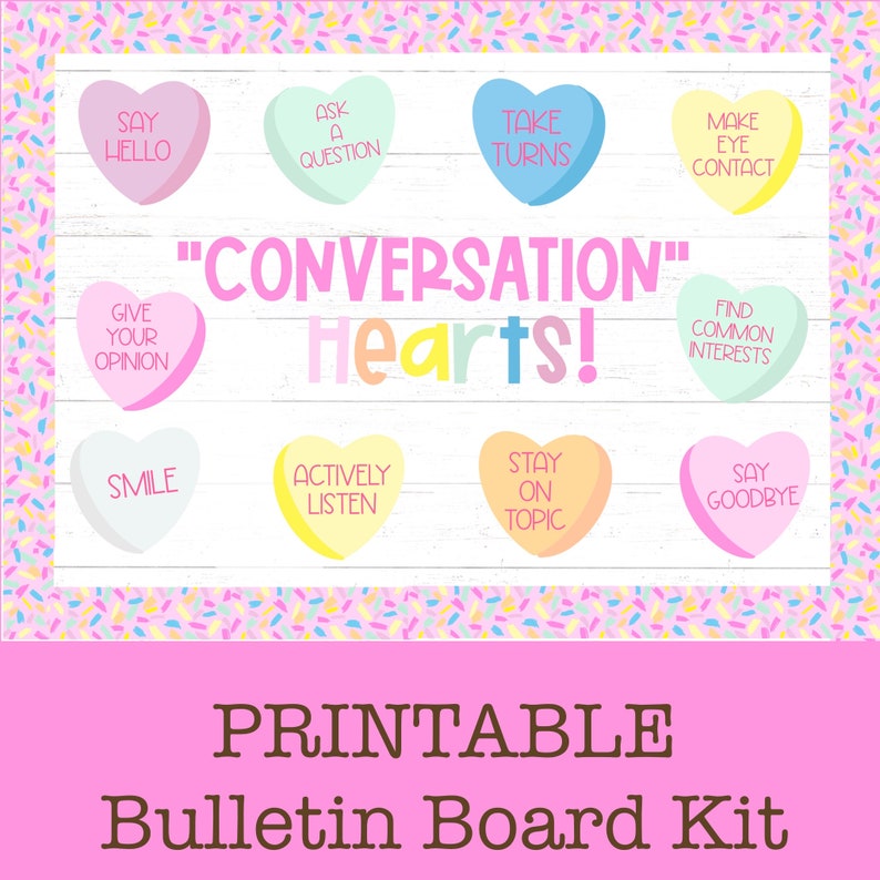 Speech Therapy Valentines Day conversation Hearts Bulletin Board and ...