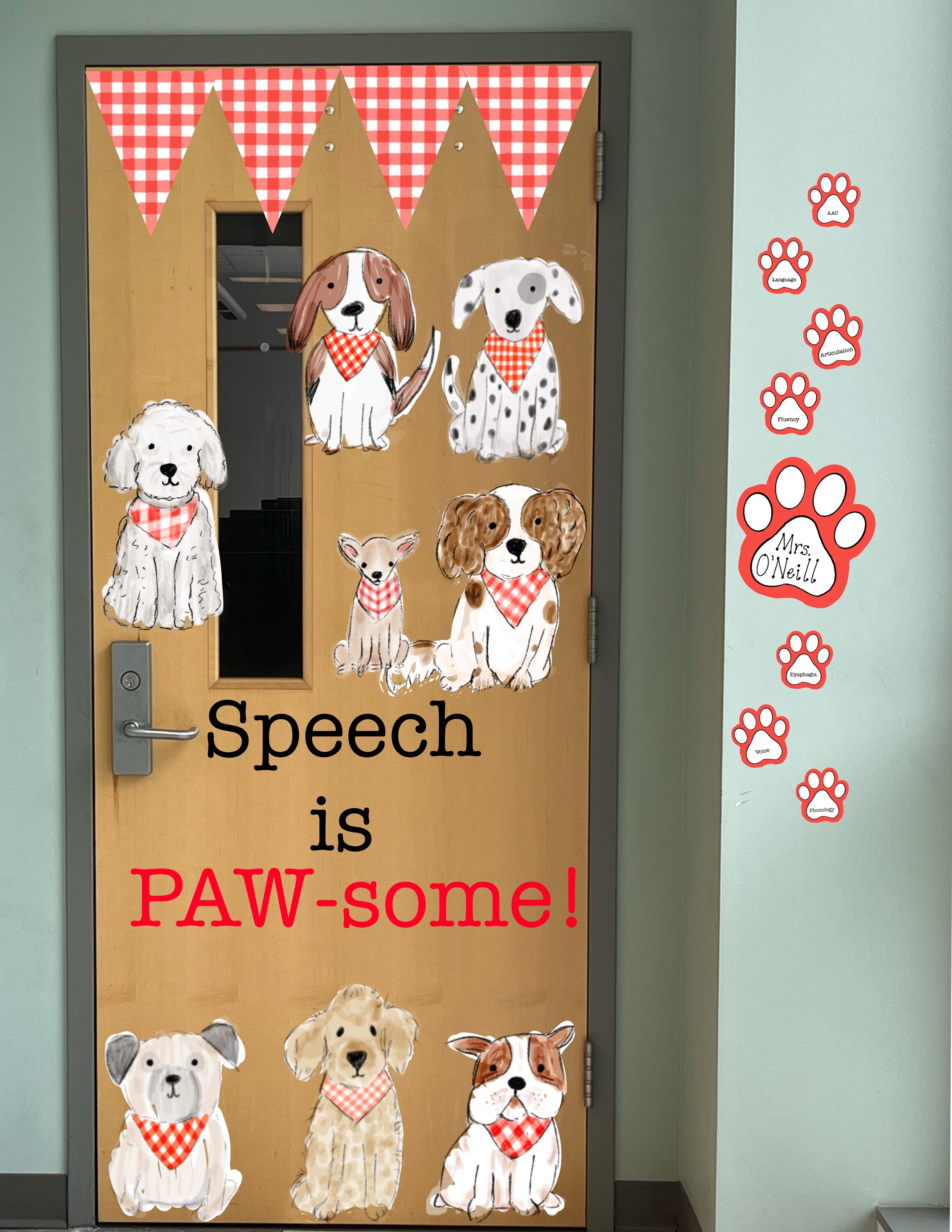 Speech is Paw-some Speech Therapy Dog Bulletin Board and Door Decor Kit ...