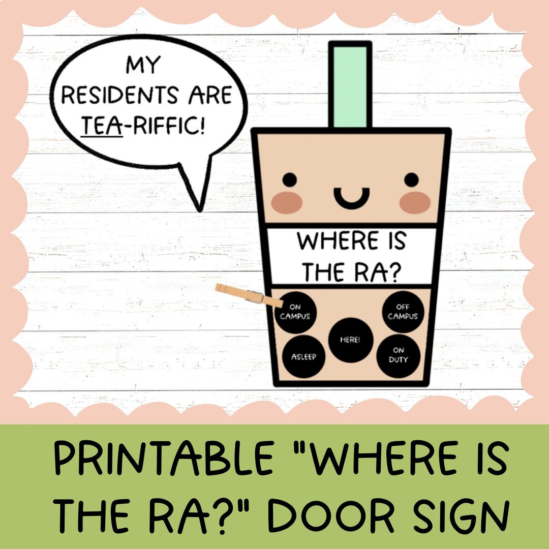 Boba Themed Where is the RA Door Sign PRINTABLE PDF for Resident ...