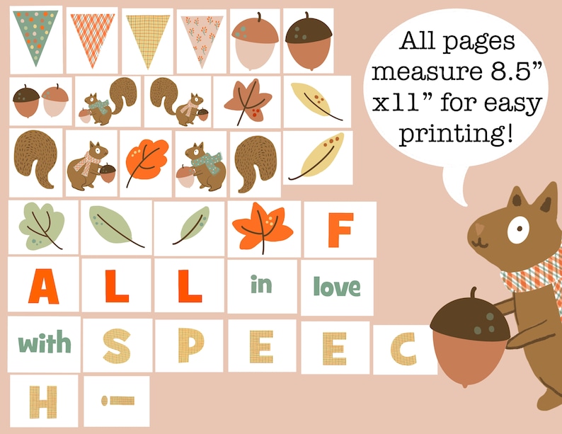 Speech Therapy Room Decor Fall Bulletin Board Kit, Door Decor, Squirrel ...