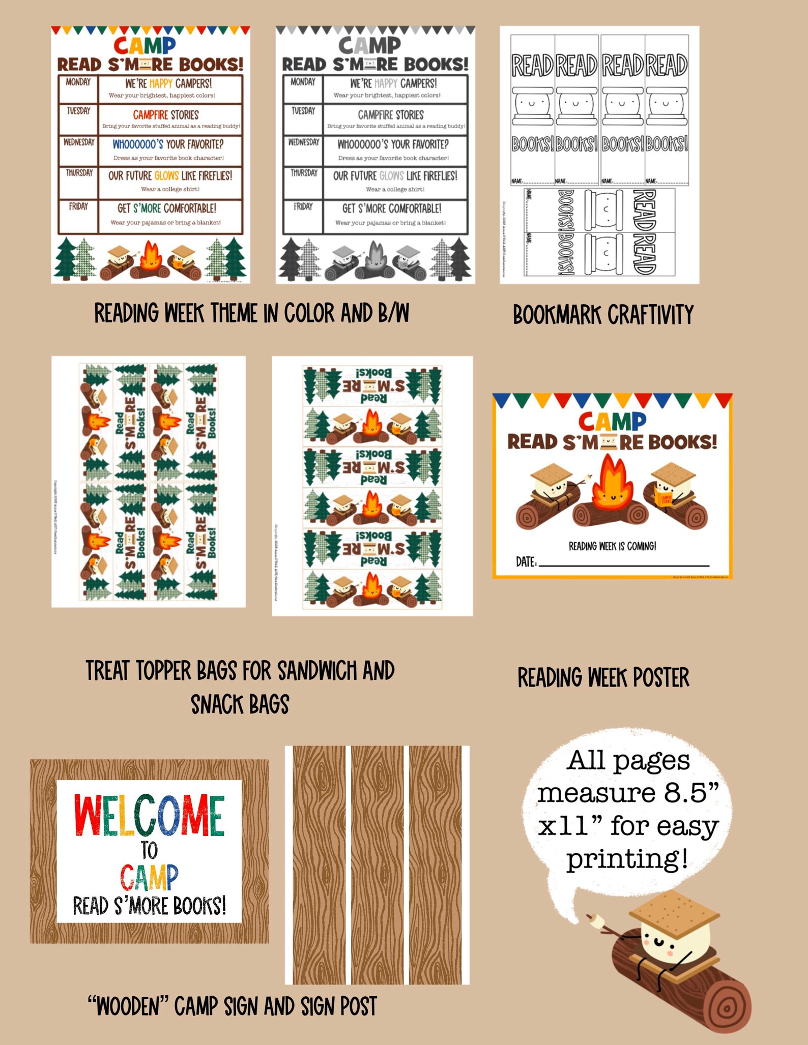 Camp Read S’more Books Reading Week Bundle Includes Daily Themes ...