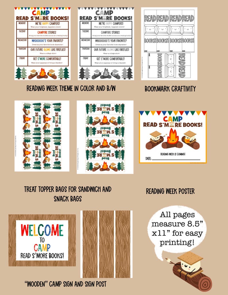 Camp Read S’more Books Reading Week Bundle Includes Daily Themes ...