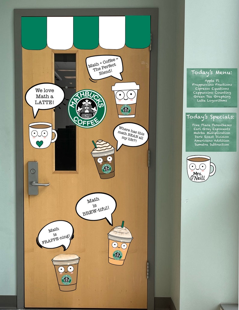 Math Coffee Shop Bulletin Board Kit, Back to School Classroom/door ...