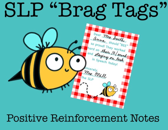 Speech Therapy brag Tags Positive Reinforcement - Etsy