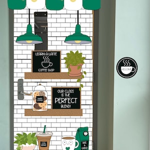 Coffee Shop Bulletin Board and Door Decor Kit, Industrial Farmhouse ...