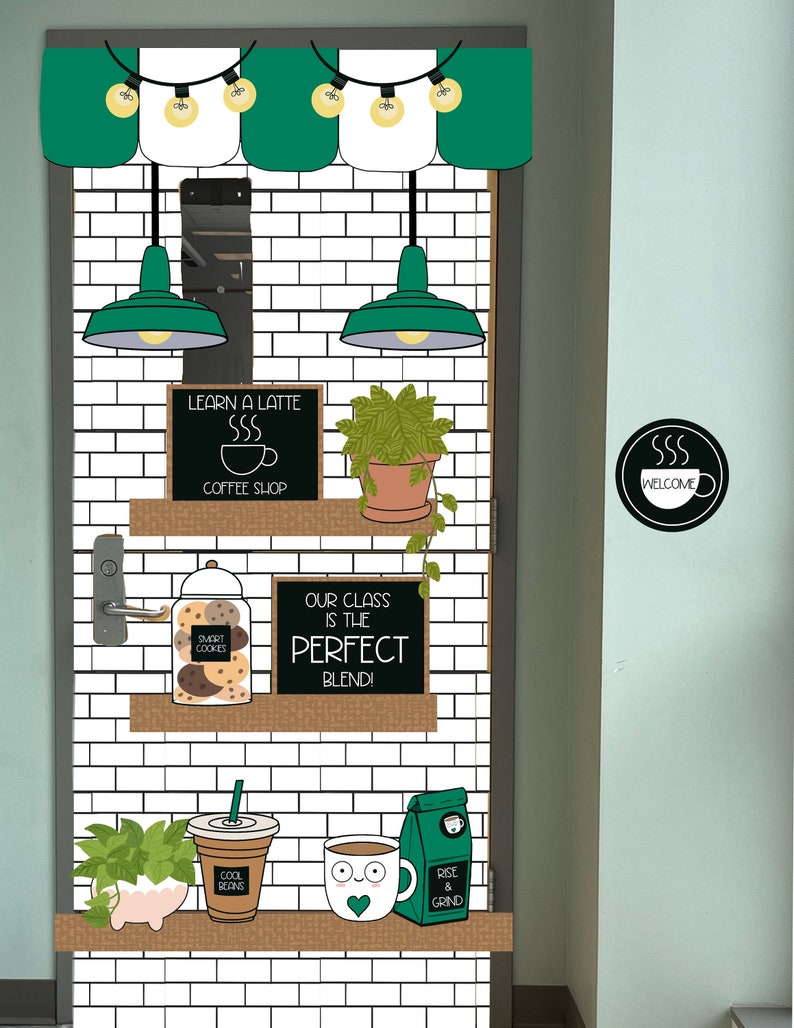 Coffee Shop Bulletin Board and Door Decor Kit, Industrial Farmhouse ...