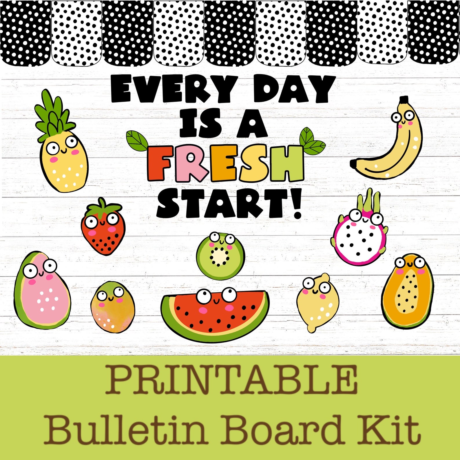 Everyday is a FRESH Start Cute Fruit Growth Mindset Bulletin - Etsy