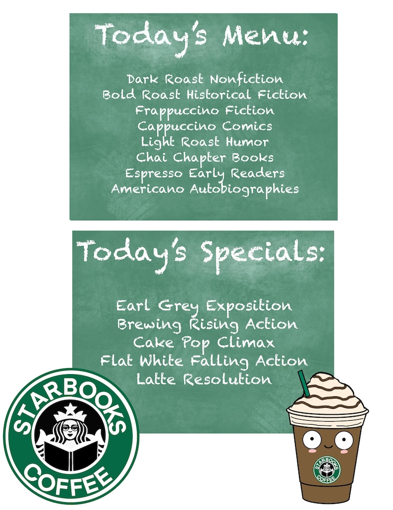 Starbooks Coffee Shop Reading Bulletin Board Classroom/door Decor for ...