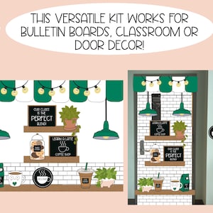 Coffee Shop Bulletin Board and Door Decor Kit, Industrial Farmhouse ...