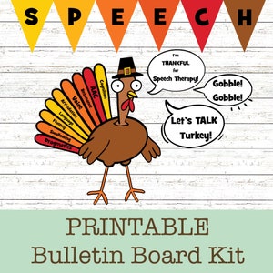 Speech Therapy Thanksgiving Bulletin Board Kit, Classroom Decor, Door ...