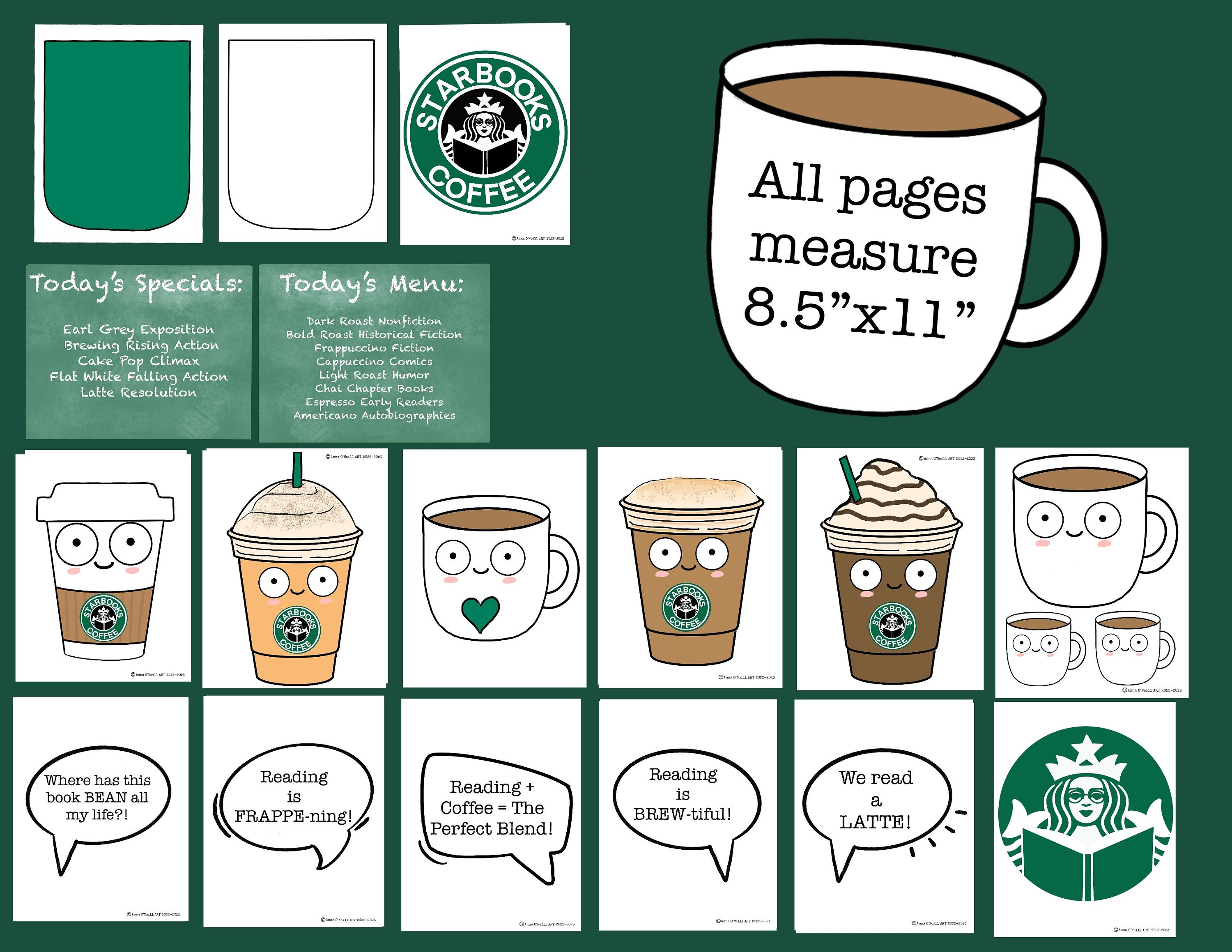 Starbooks Coffee Shop Reading Bulletin Board Classroom/door Decor for ...