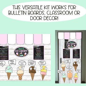 Speech Therapy Ice Cream Shop Room Decor Bulletin Board Kit, Summer ...