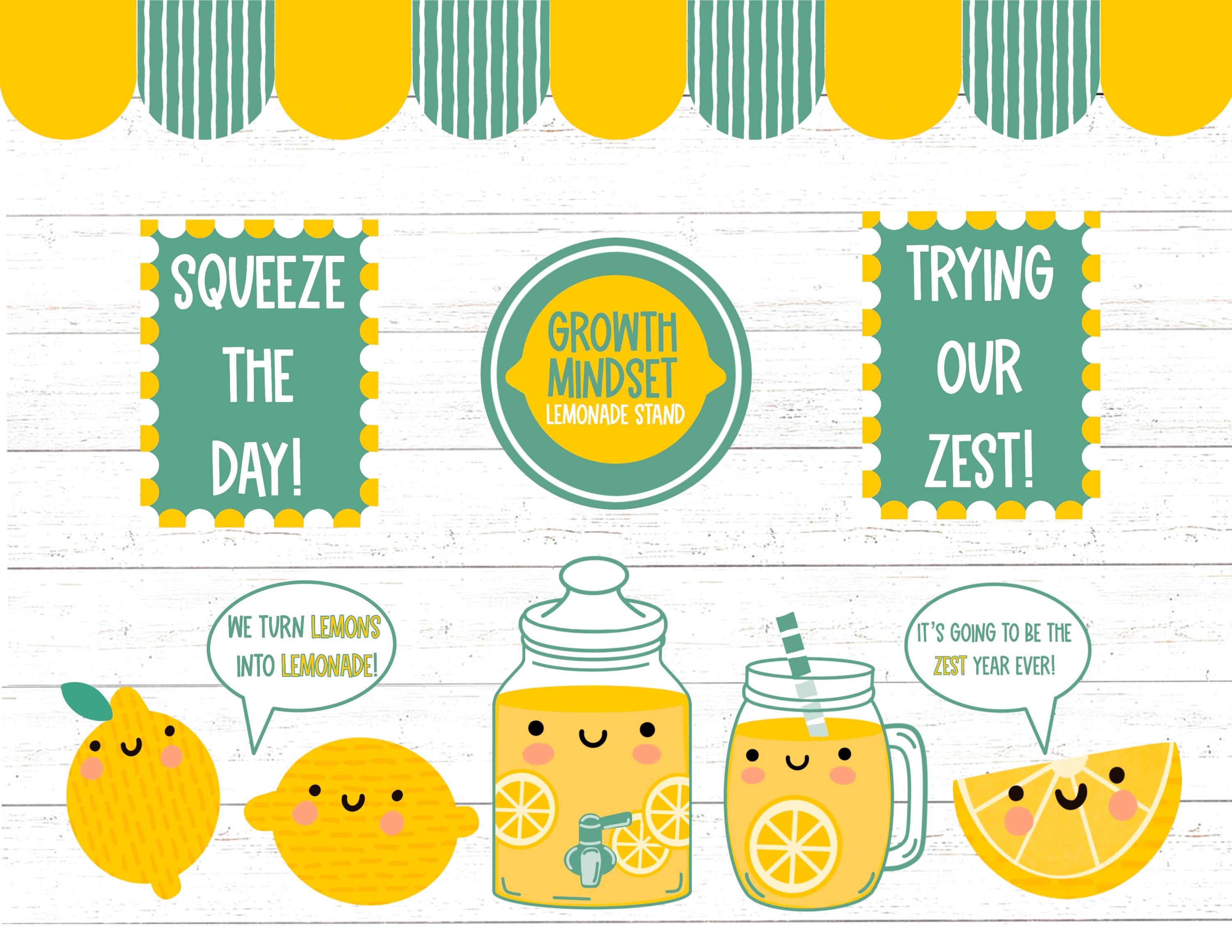 Growth Mindset Lemonade Stand Bulletin Board and Door Decor Kit, Turn ...