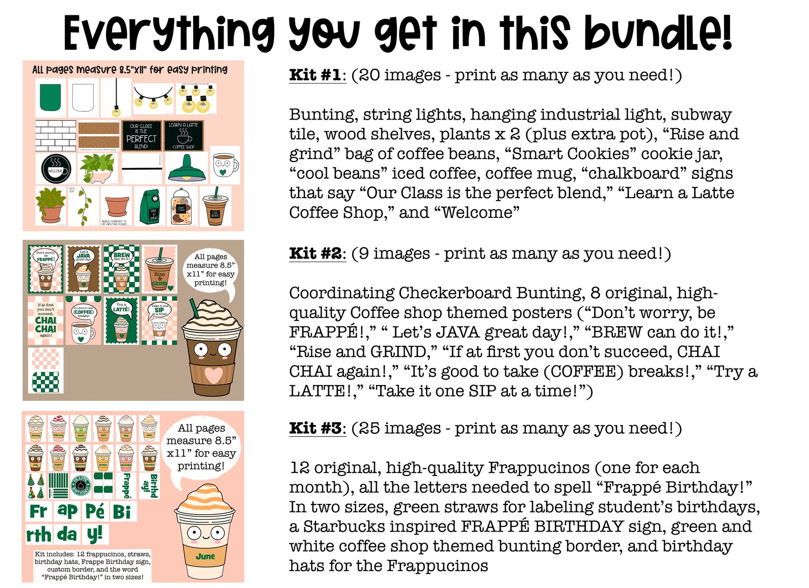 Coffee Shop Theme Bulletin Board BUNDLE: Coffee Shop Printable Decor ...