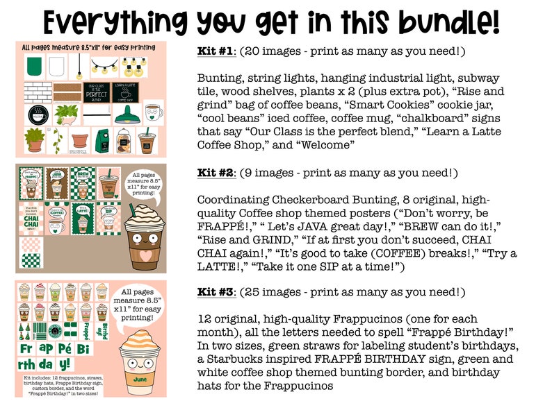 Coffee Shop Theme Bulletin Board BUNDLE: Coffee Shop Printable Decor ...