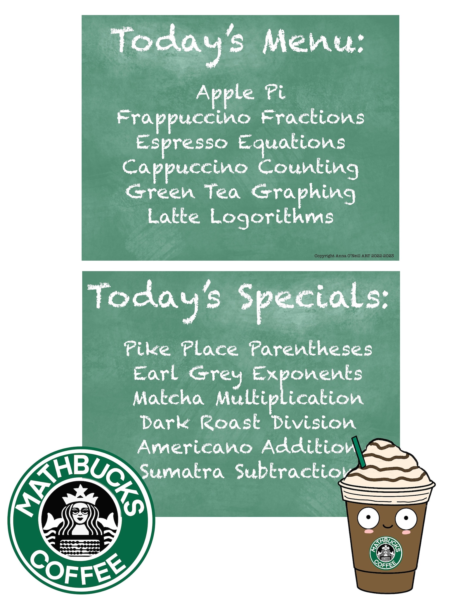 Math Coffee Shop Bulletin Board Kit, Back to School Classroom/door ...