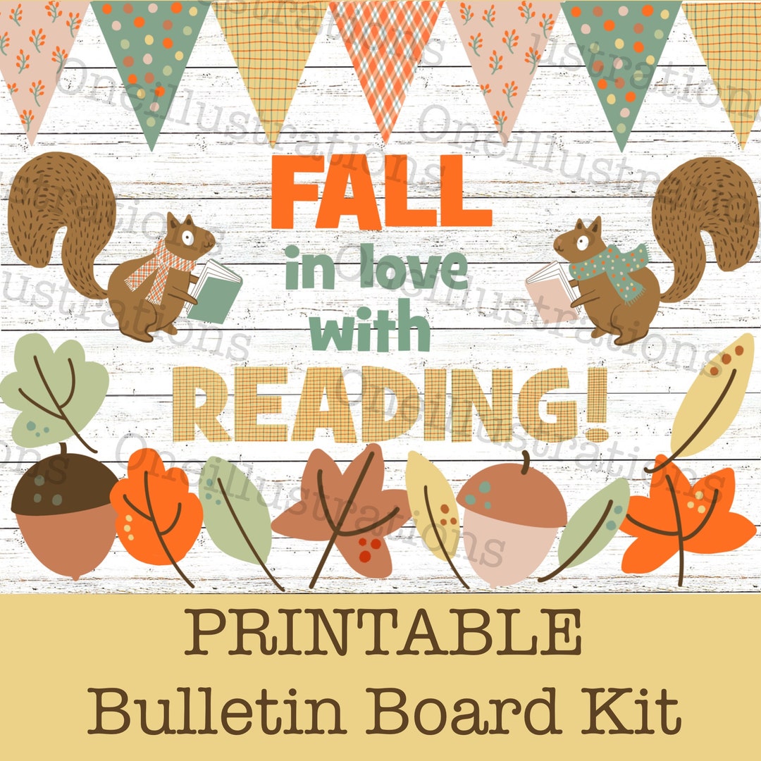 FALL in Love With Reading Bulletin Board, Room Decor, Door Decor ...